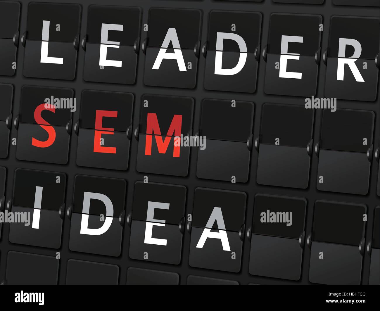 leader sem idea words on airport board background Stock Vector Image ...