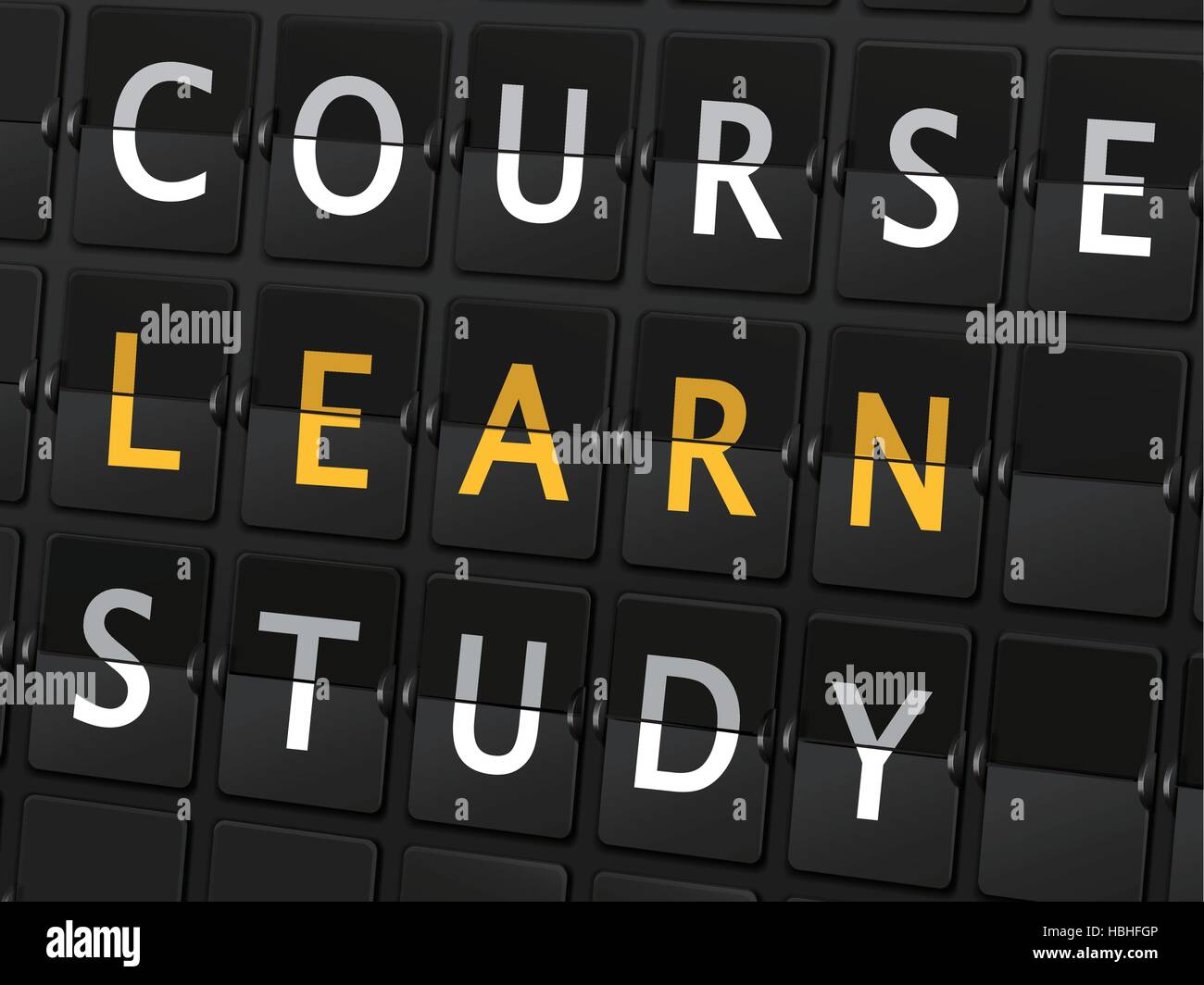 course learn study words on airport board background Stock Vector Image ...
