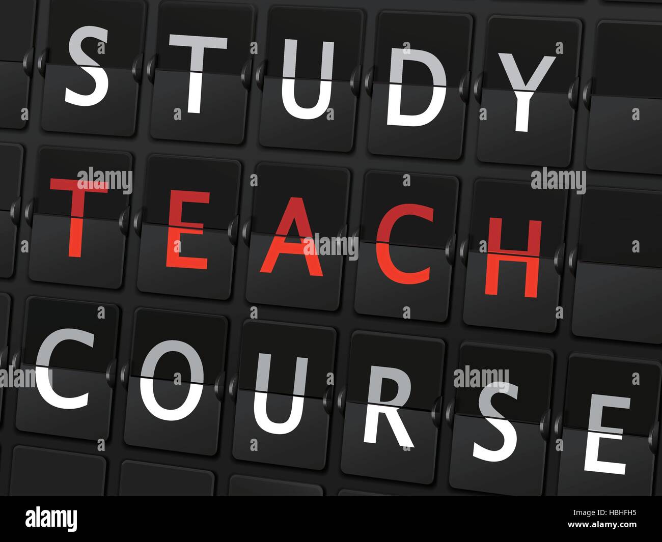 study teach course words on airport board background Stock Vector Image ...