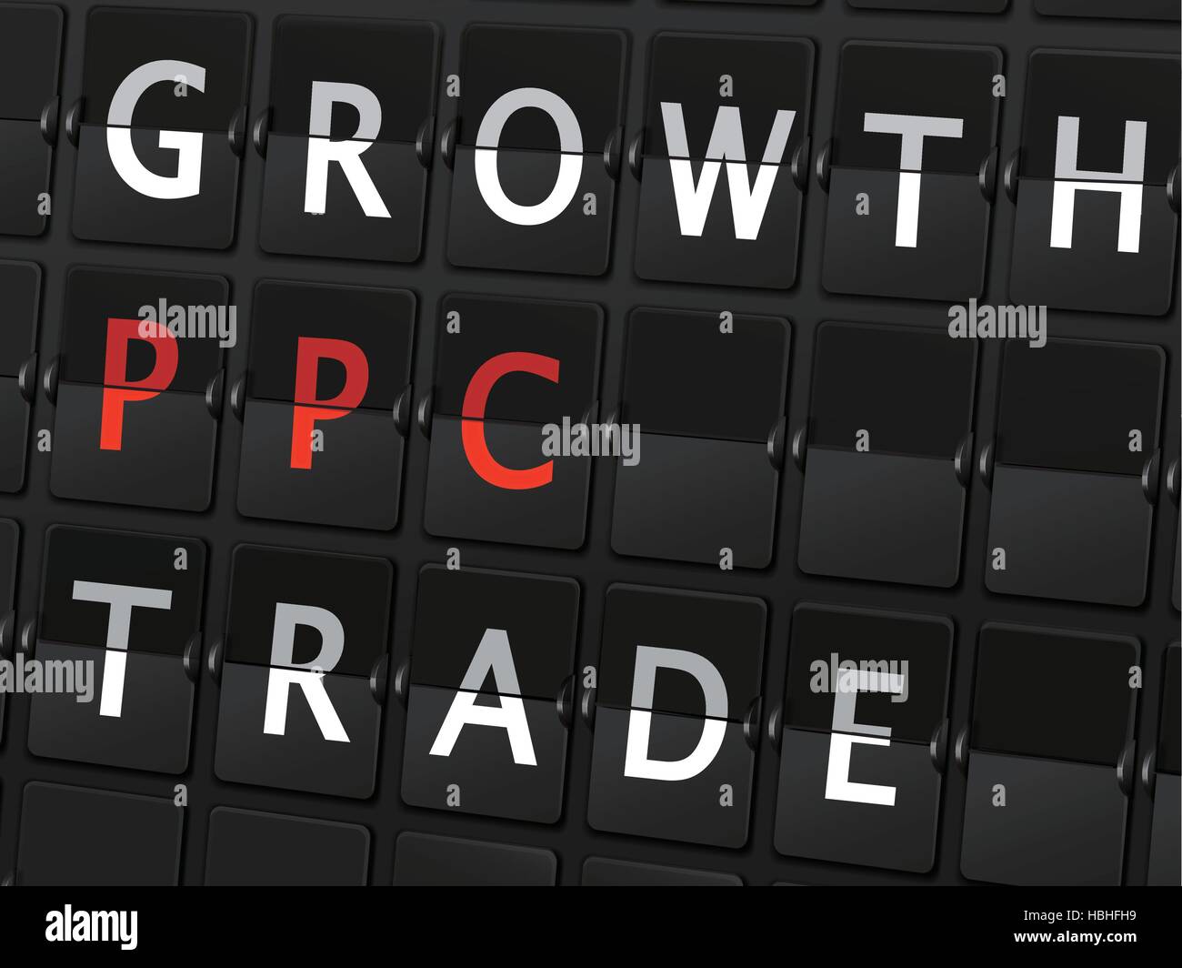 growth PPC trade words on airport board background Stock Vector Image ...