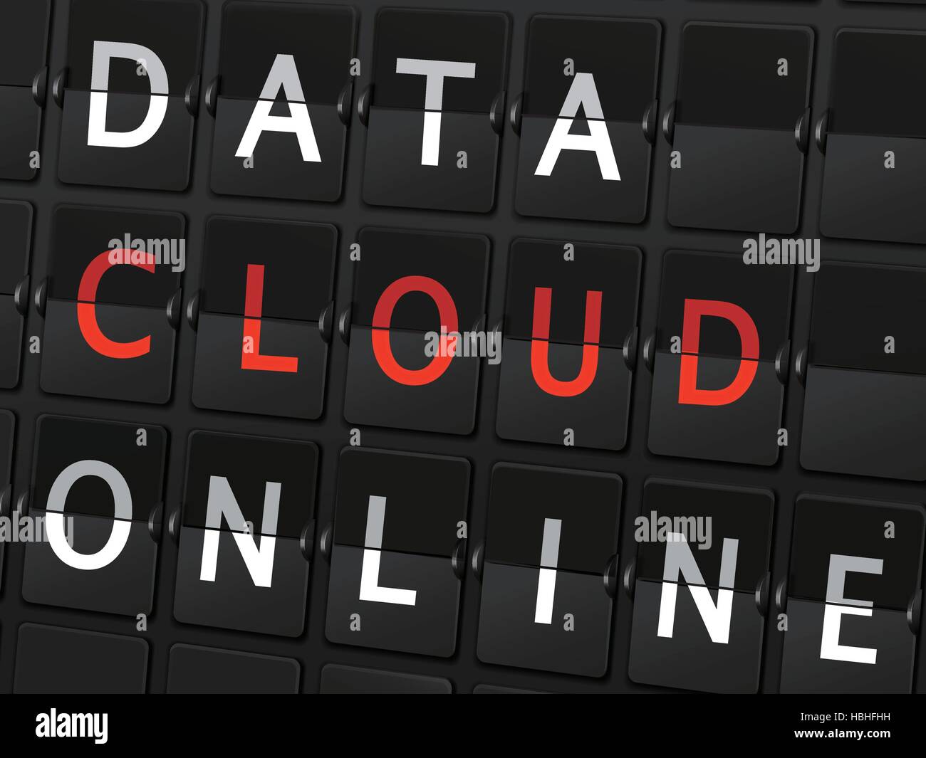 data cloud online words on airport board background Stock Vector Image ...