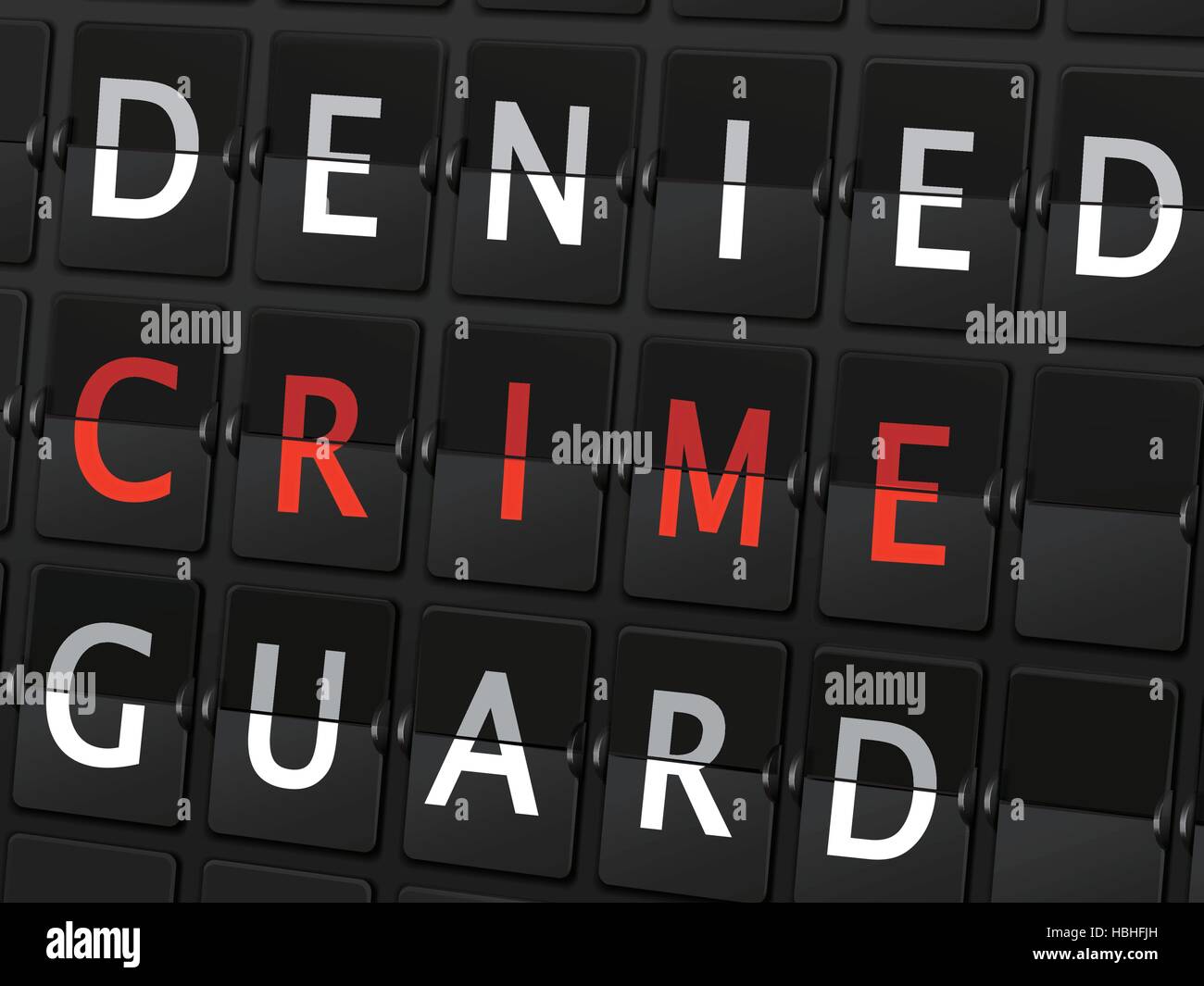 denied crime guard words on airport board background Stock Vector Image ...