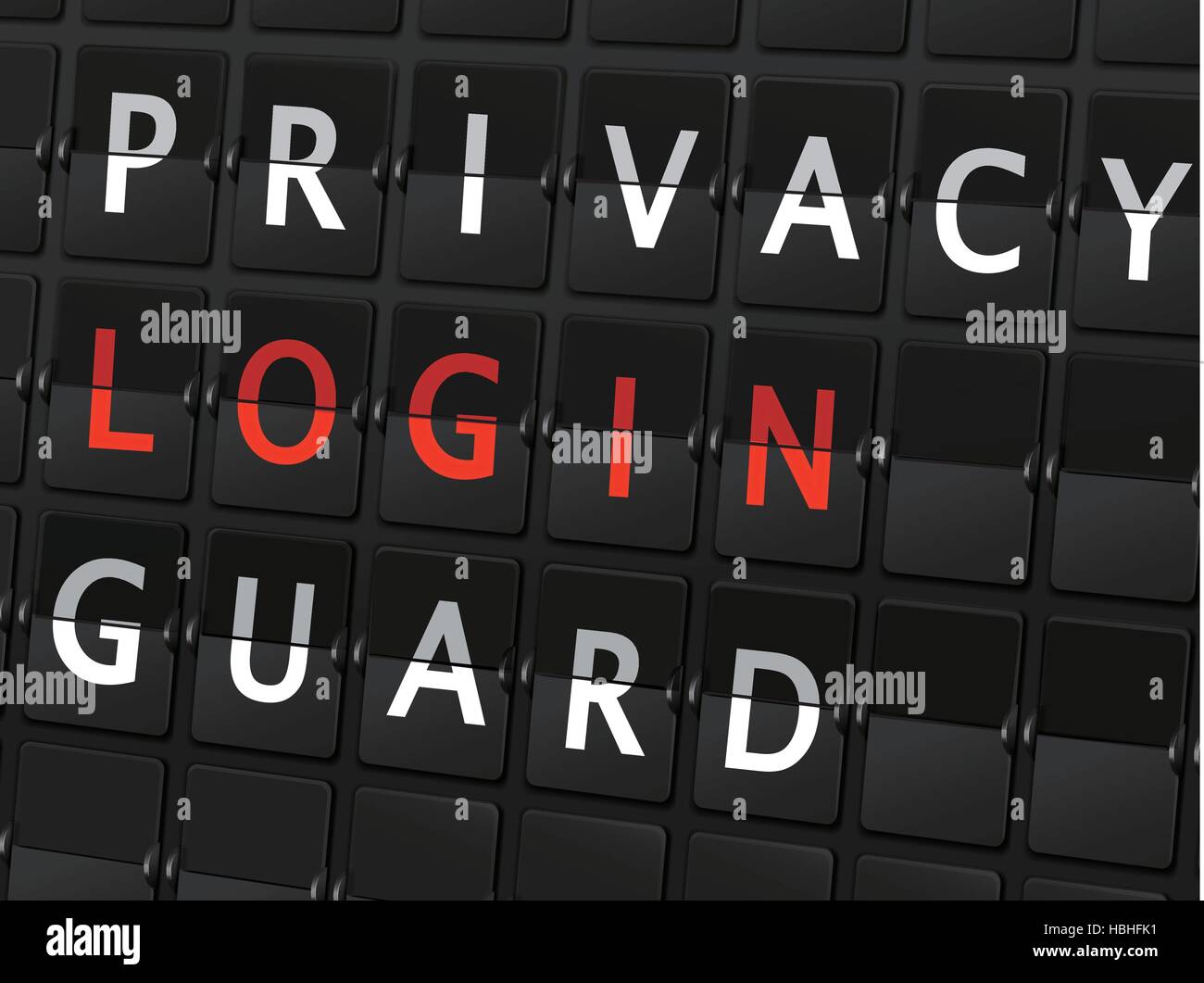 privacy login guard words on airport board background Stock Vector ...