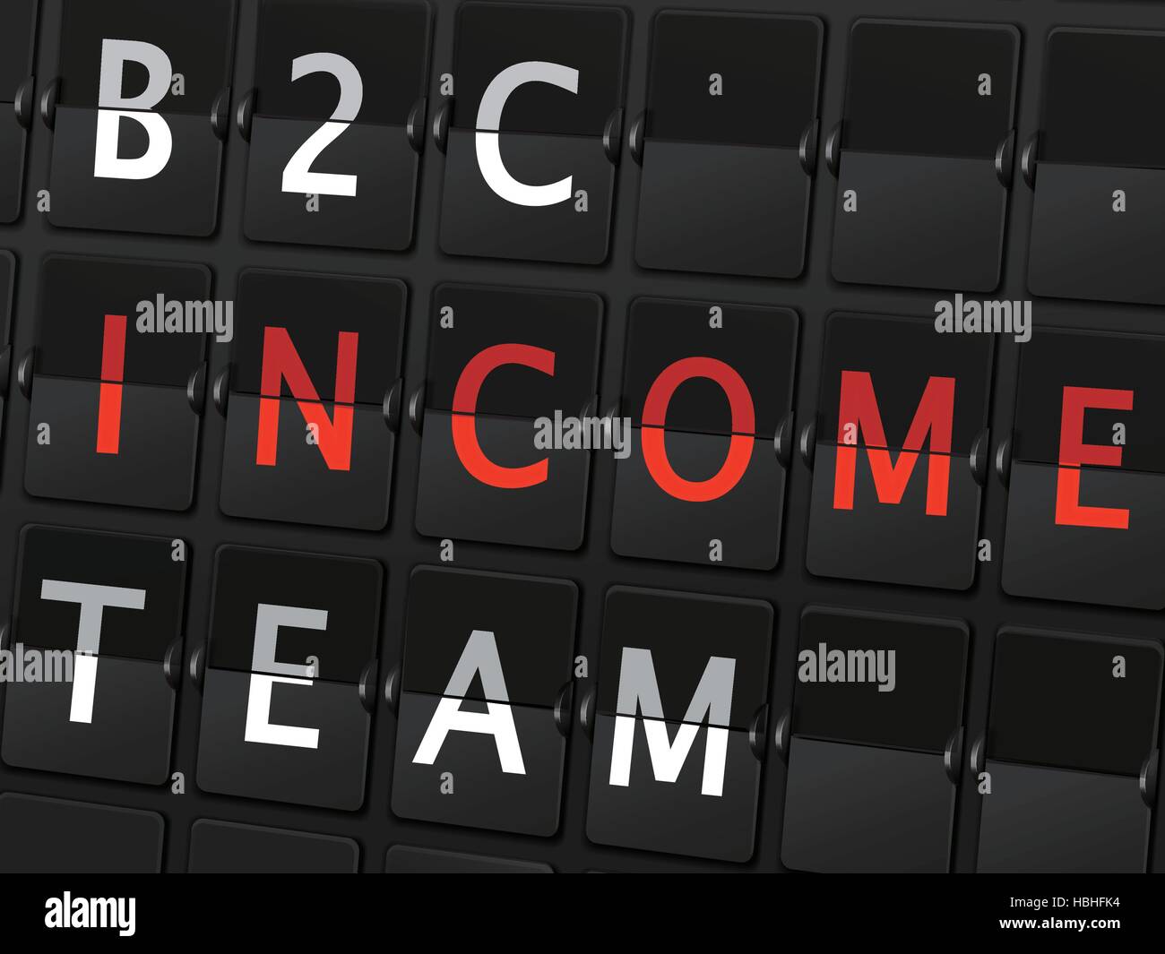 B2C income team words on airport board background Stock Vector Image ...