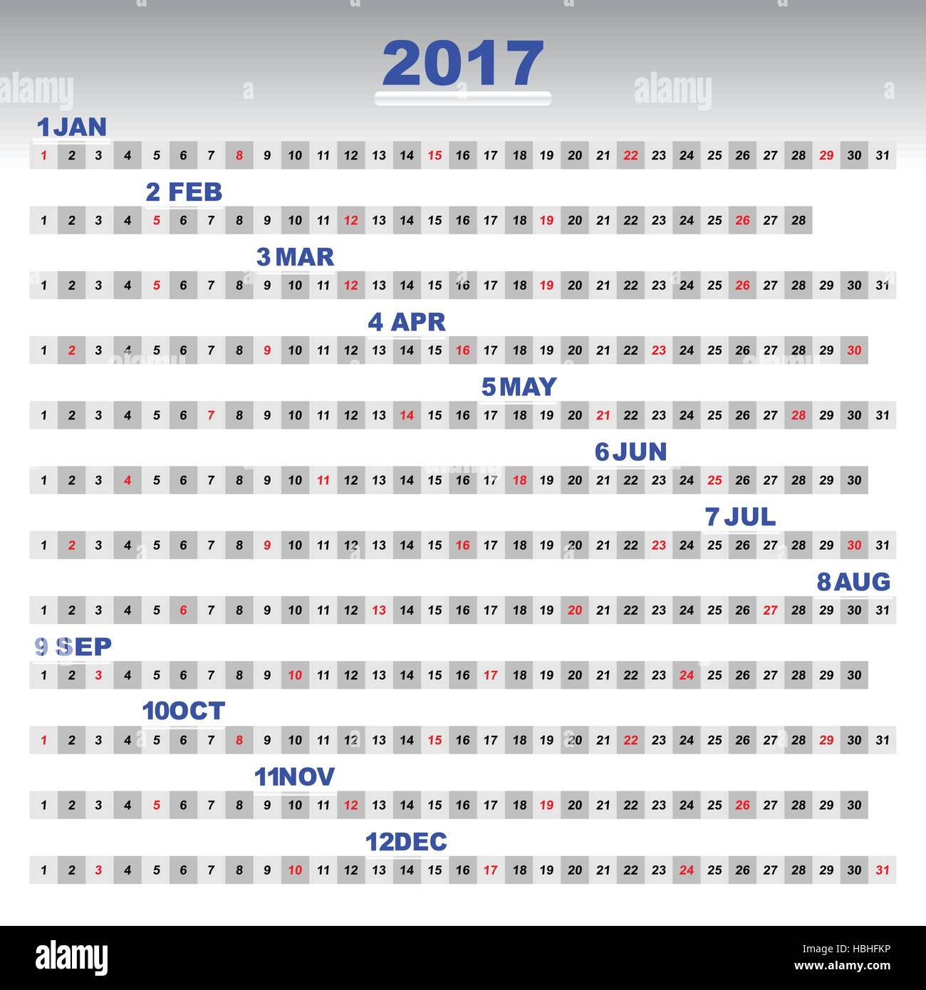 Design 2017 calendar simple template 12 months, stock vector Stock ...