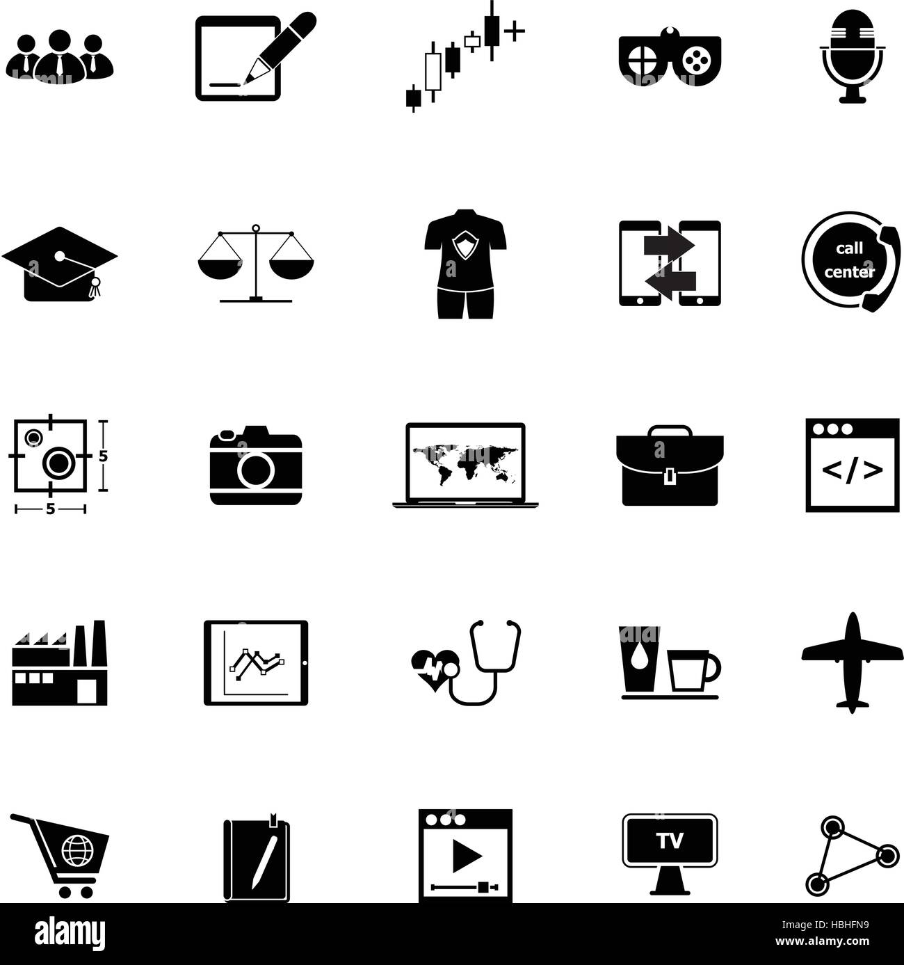 Online working icons on white background, stock vector Stock Vector ...