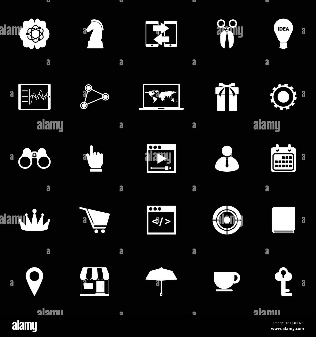 Business plan icons on black background, stock vector Stock Vector ...