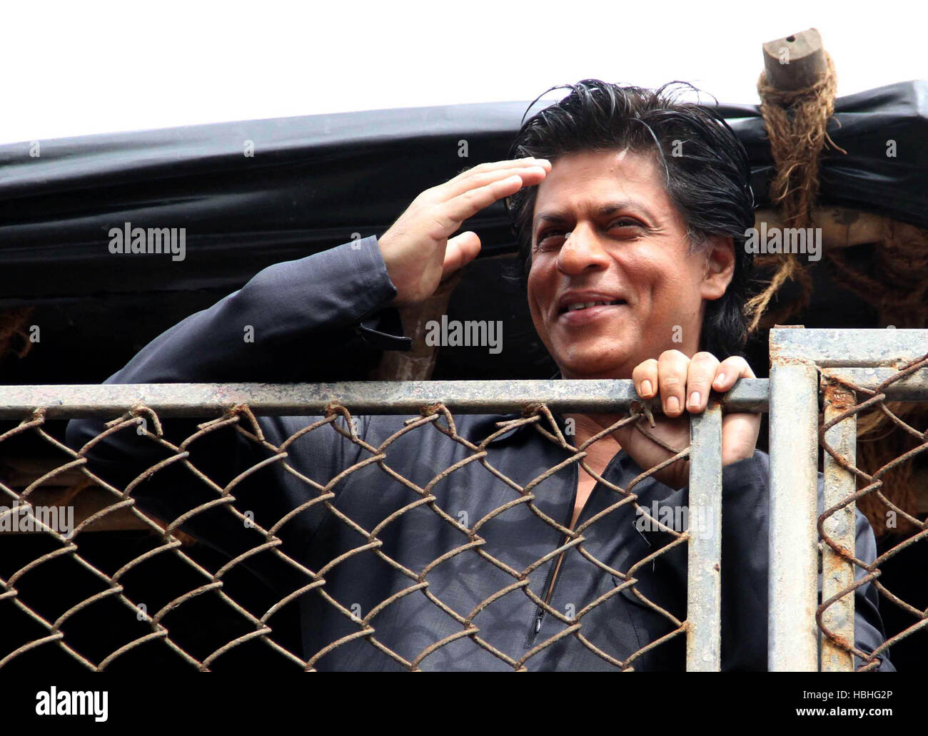 Shah Rukh Khan, Indian Bollywood actor portrait, saluting from his ...