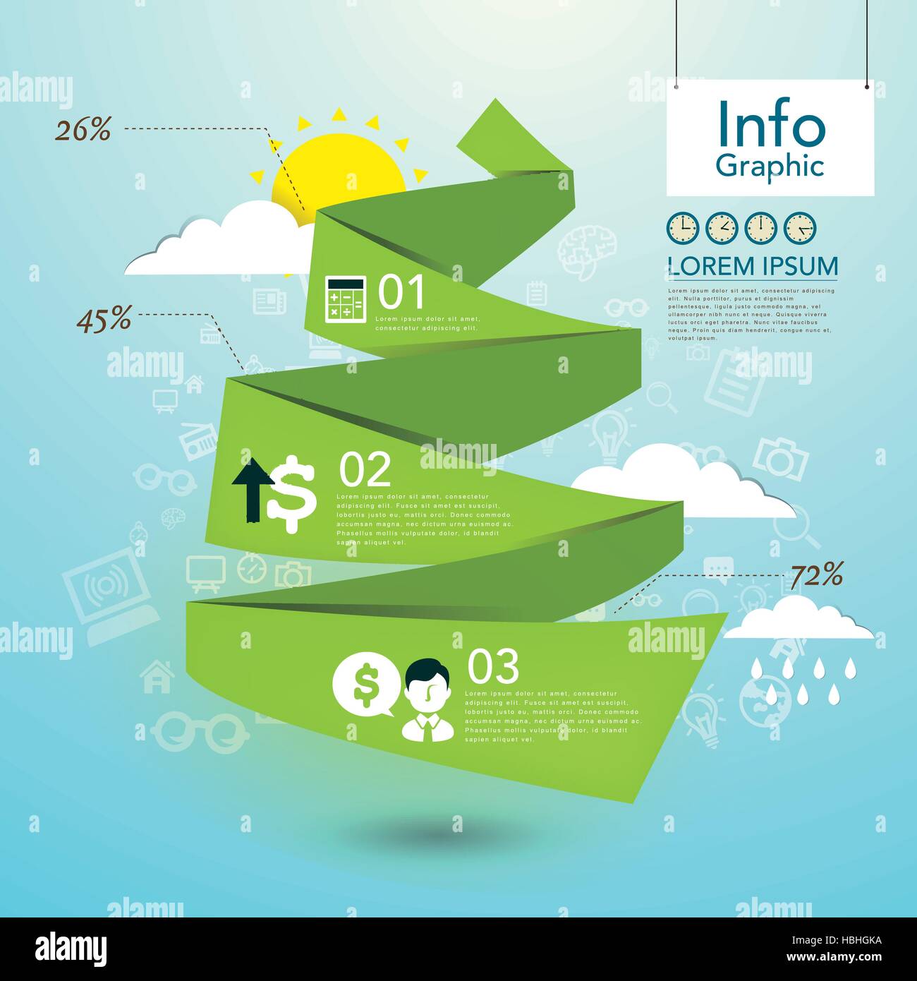 vector flat design infographic template with green paper craft tree ...