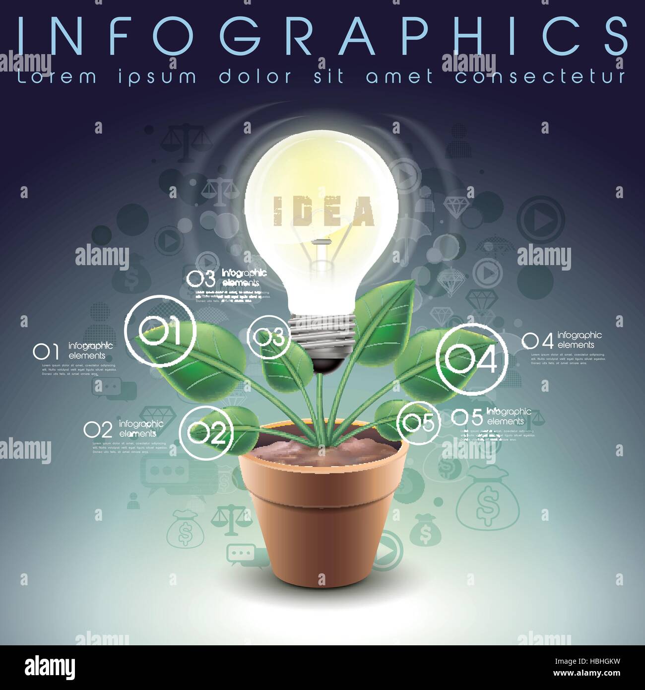 creative template with idea bulb potted, can be used for infographics ...