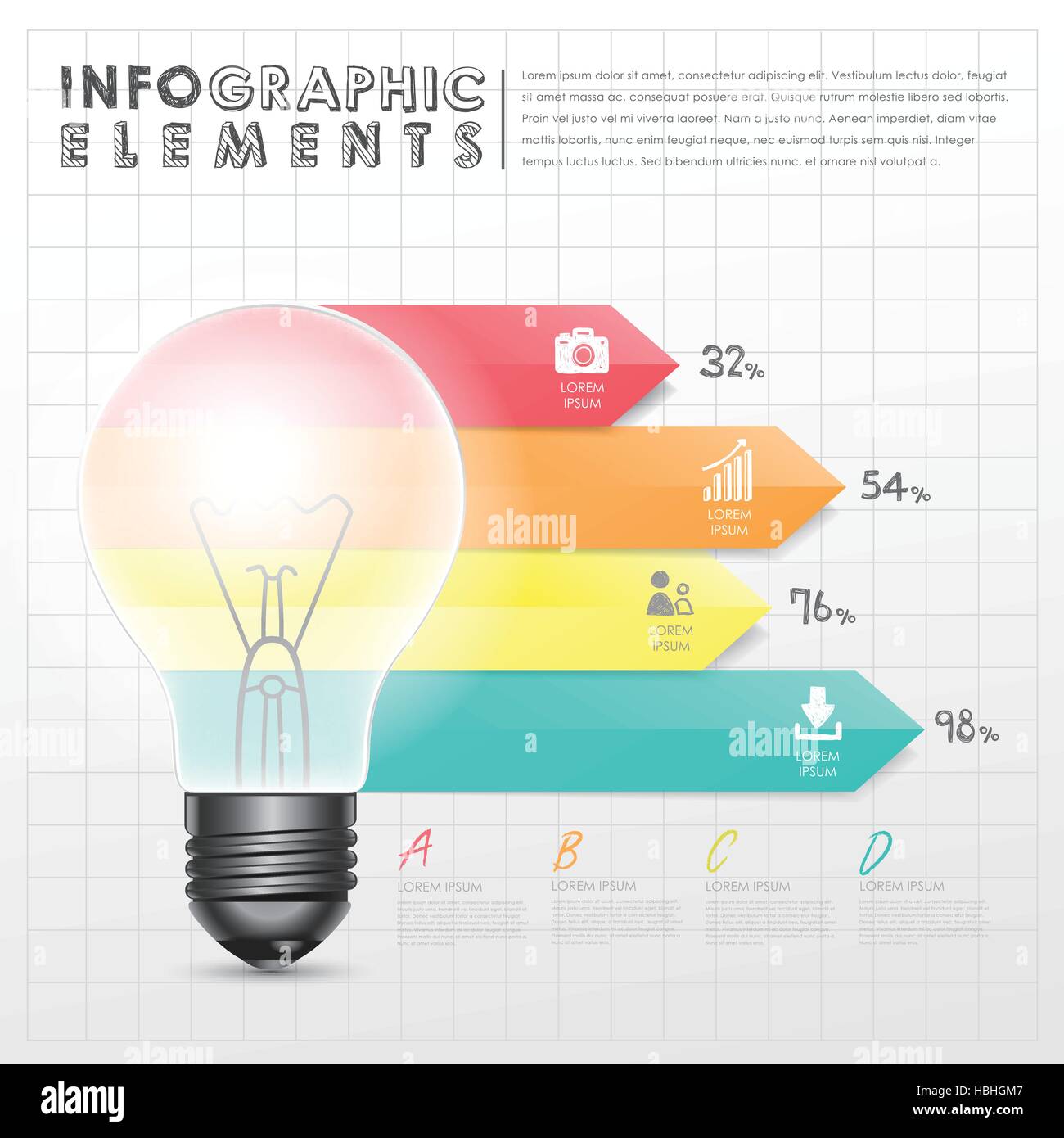 vector creative light bulb abstract bar chart infographic elements ...