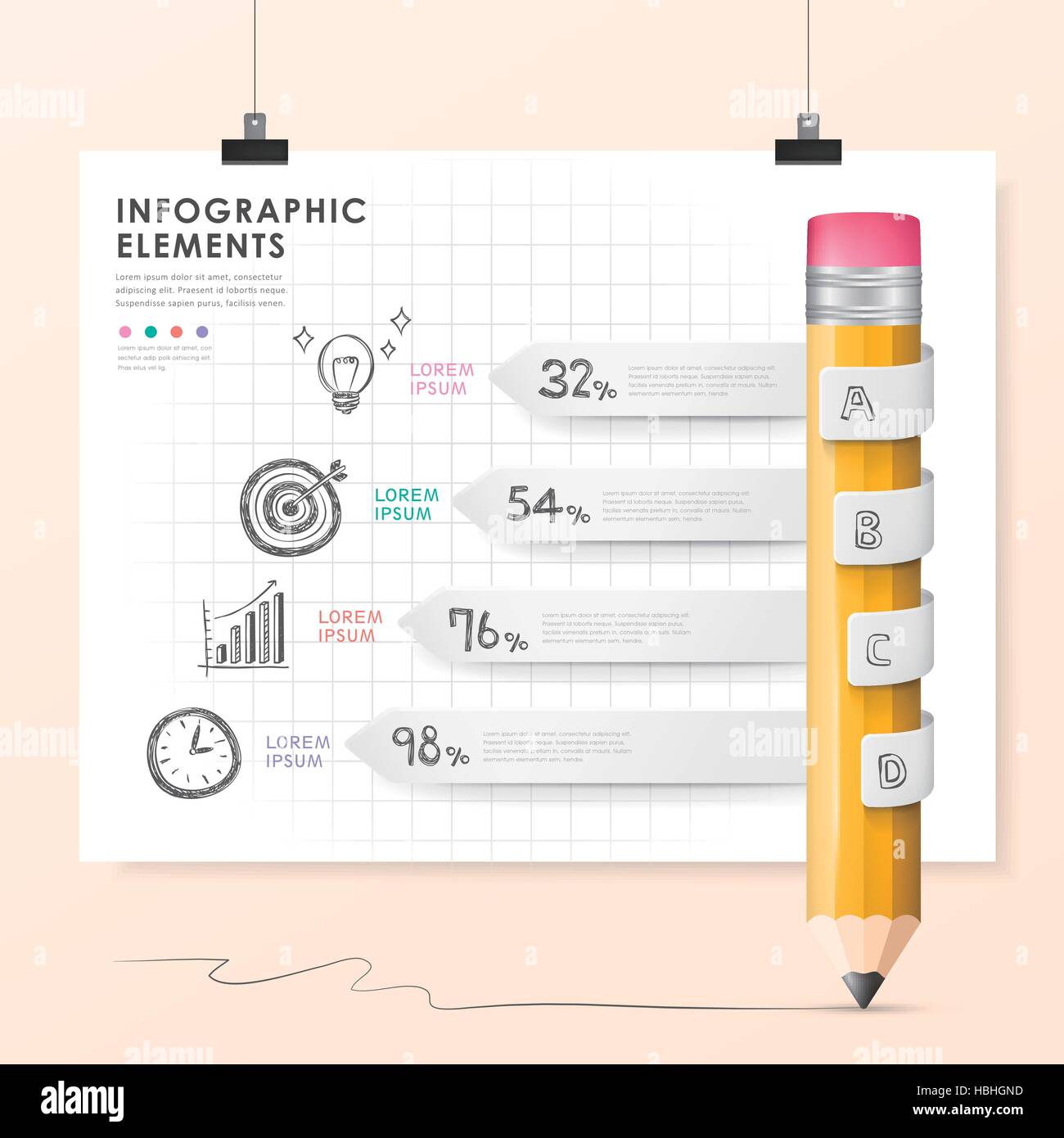 hand draw style vector pencil bar chart infographic elements Stock ...