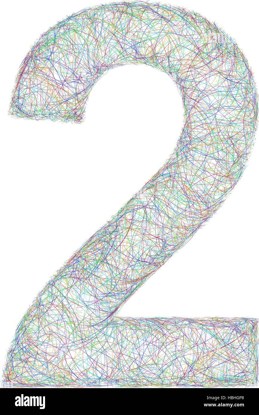 Sketch font design from colored curved lines - number 2 Stock Vector ...