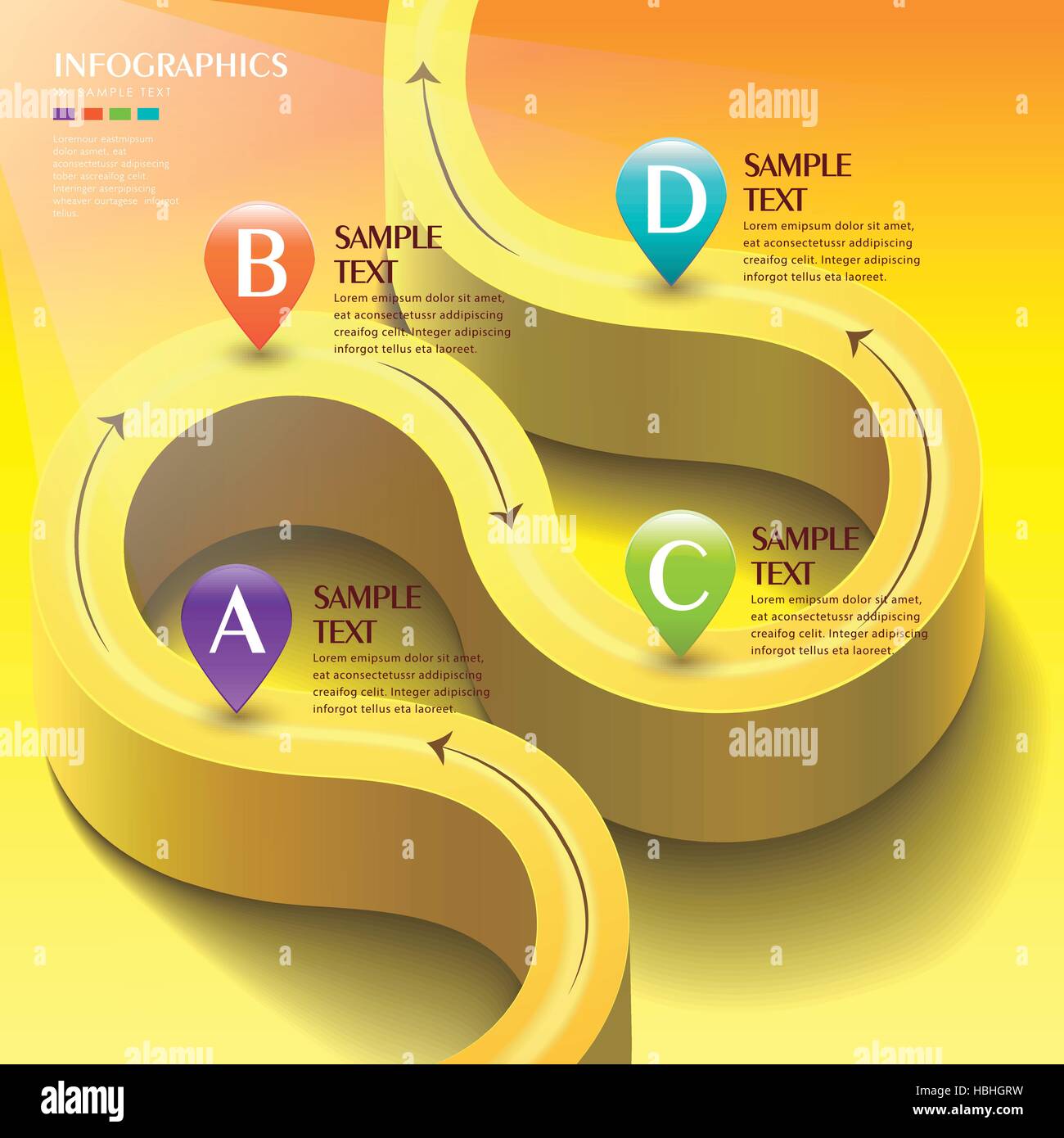 modern vector abstract 3d yellow road infographic elements Stock Vector ...