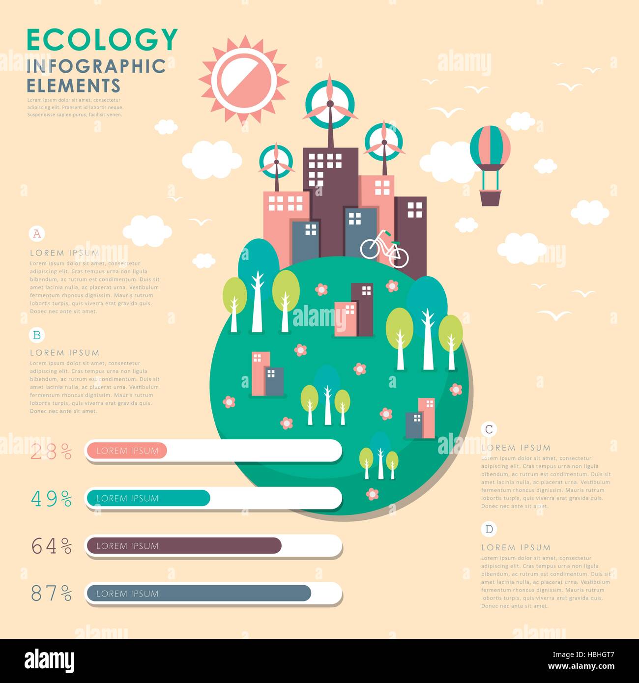 vector ecology illustration infographic elements flat design Stock ...