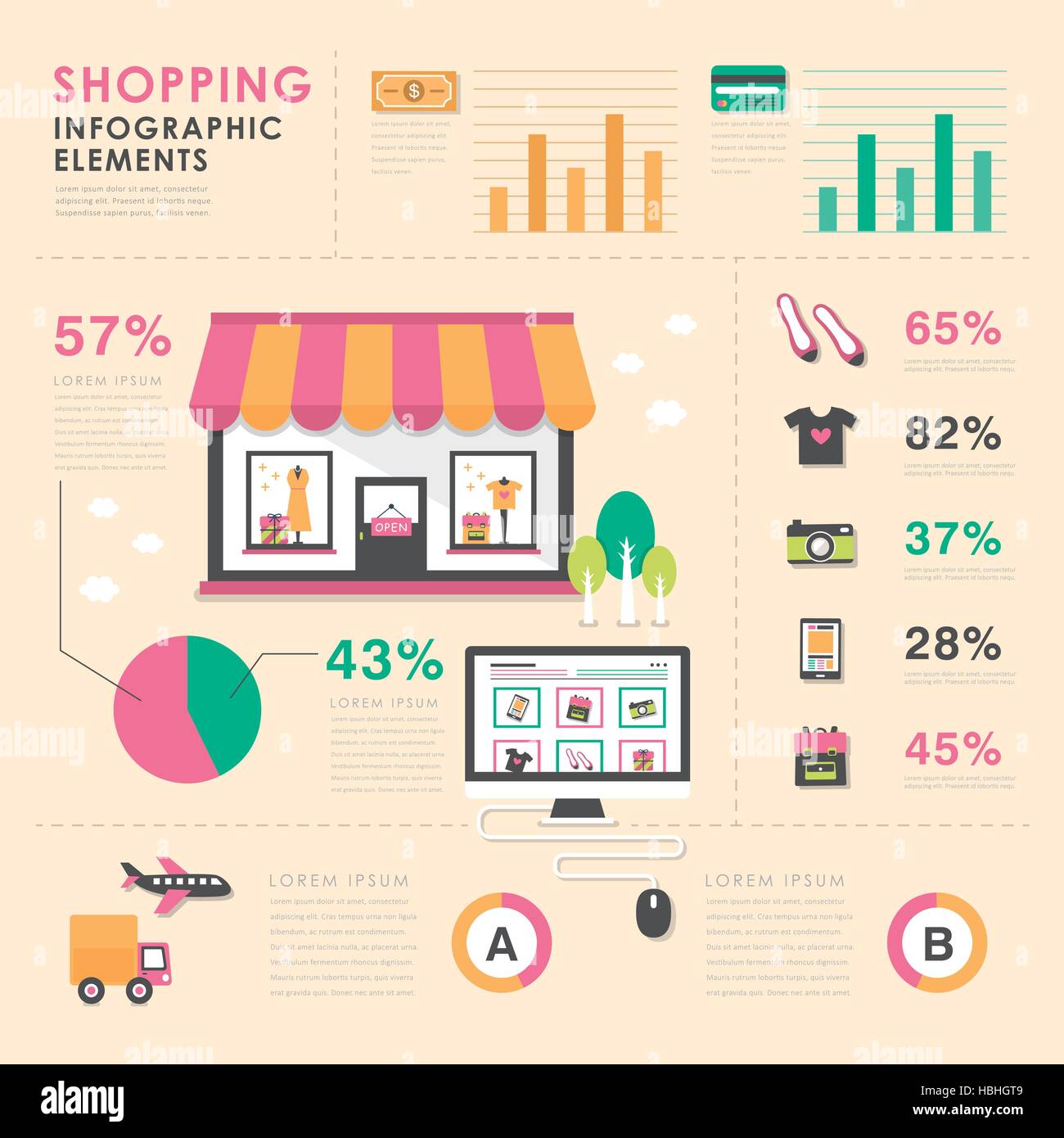vector shopping illustration infographic elements flat design Stock ...