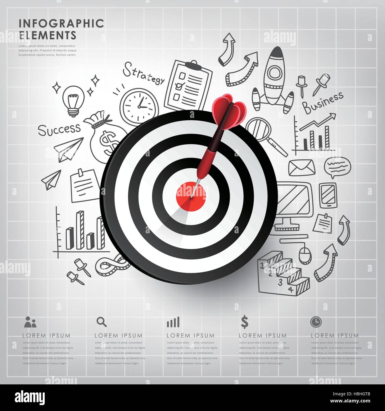 realistic vector target illustration infographic elements design Stock ...