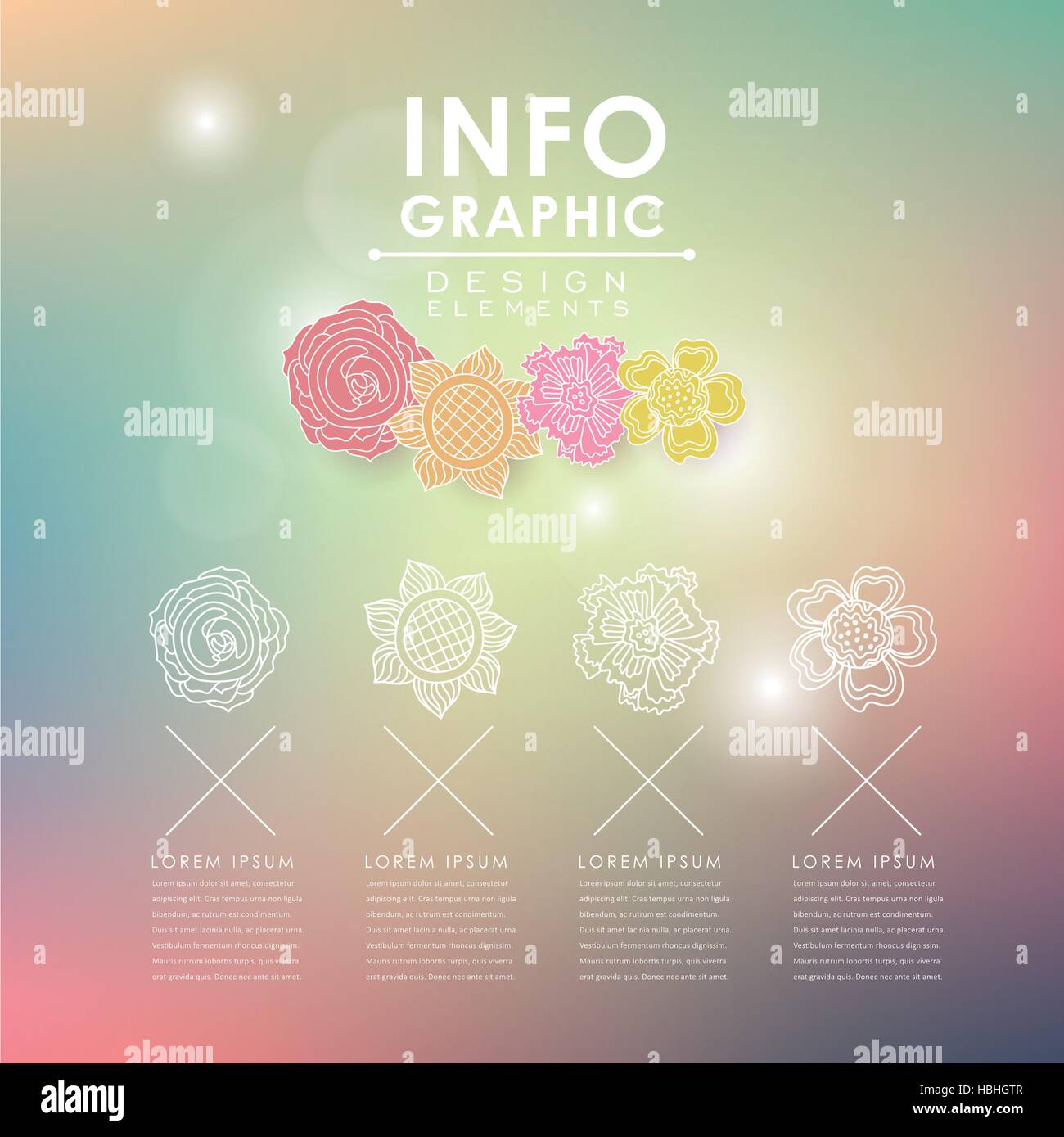 hand drawn flower vector illustration infographic elements design Stock ...