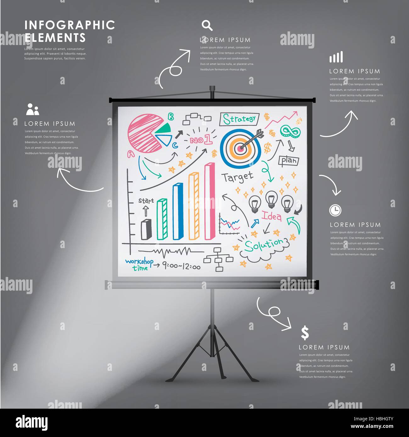 projection screen vector illustration infographics elements design ...