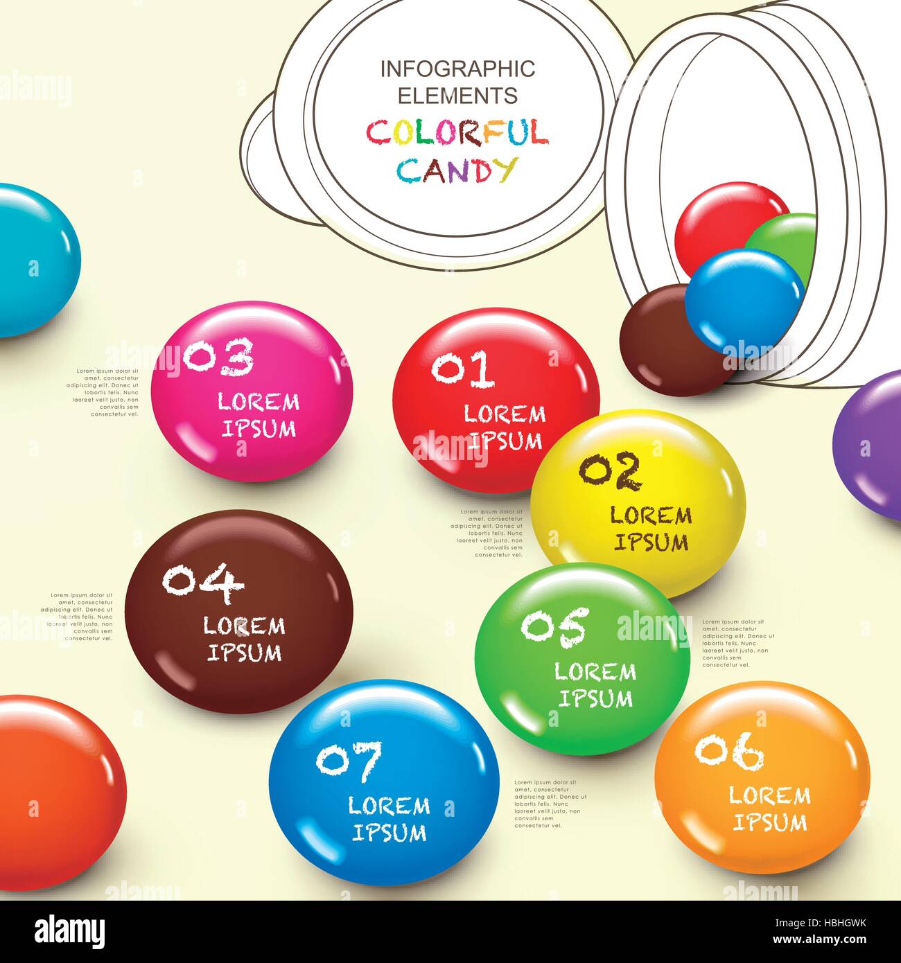 cute 3d vector abstract candy infographics with lines candy box Stock ...