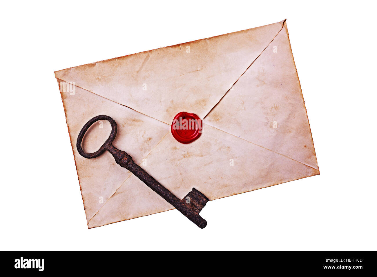 Old key and envelope Cut Out Stock Images & Pictures - Alamy
