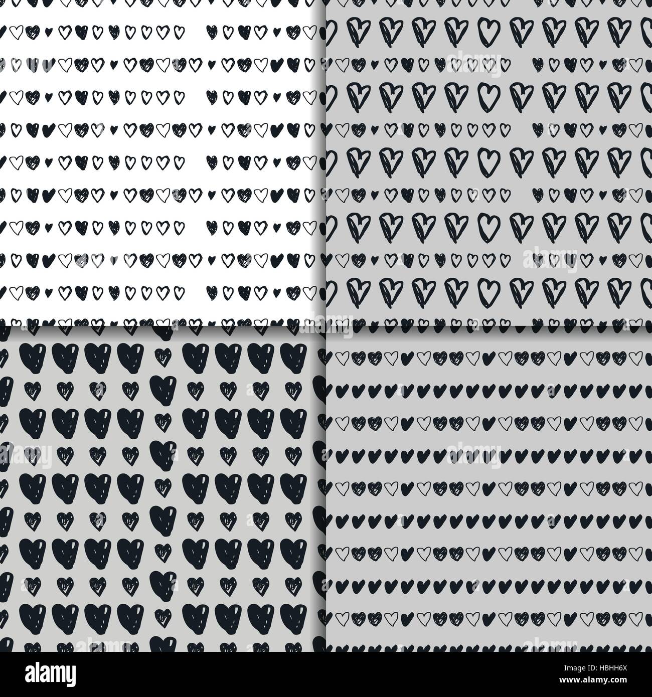 Doodle seamless pattern set with hearts Stock Vector Image & Art - Alamy