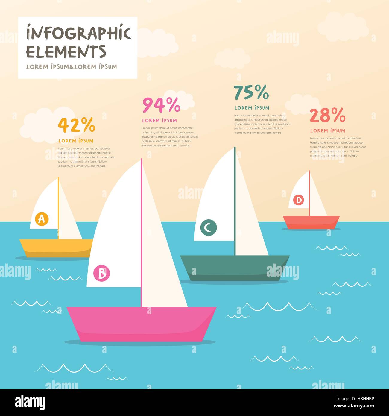 vector illustration abstract sailboat and sea infographics design Stock ...