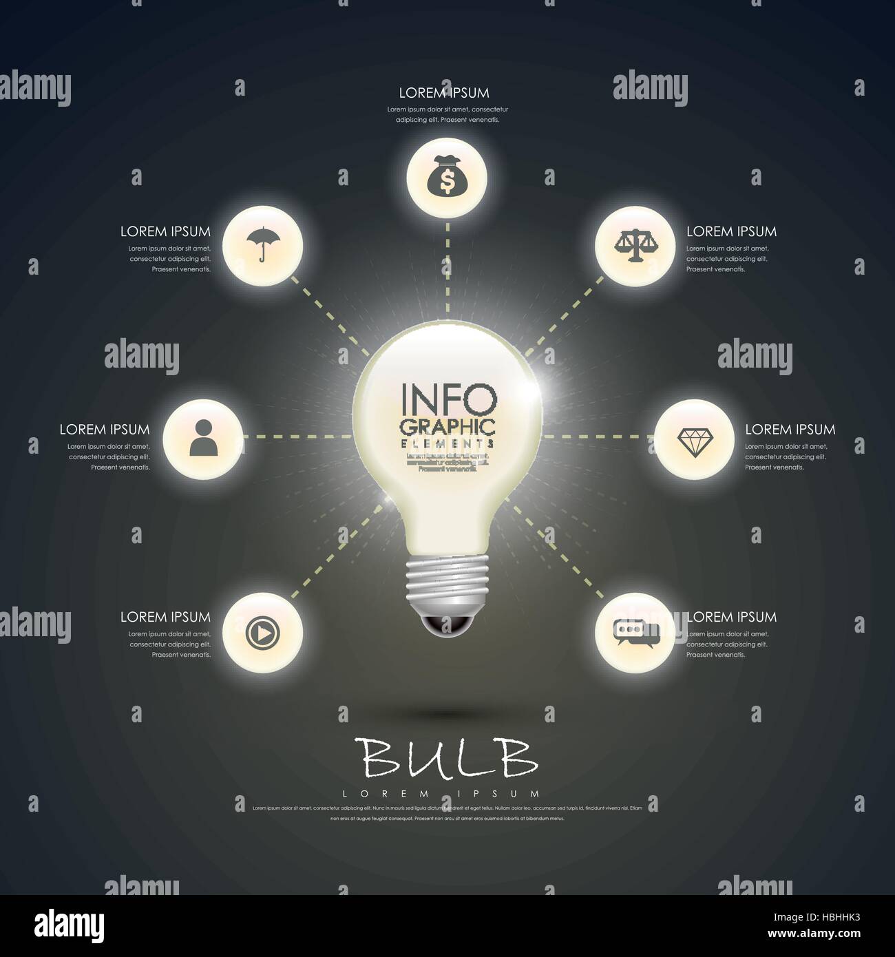 vector abstract infographic, the elements to turn on the light Stock ...