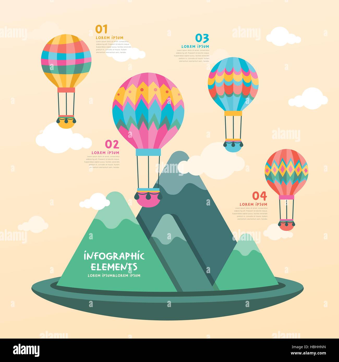 vector illustration hot air balloon infographics design Stock Vector ...