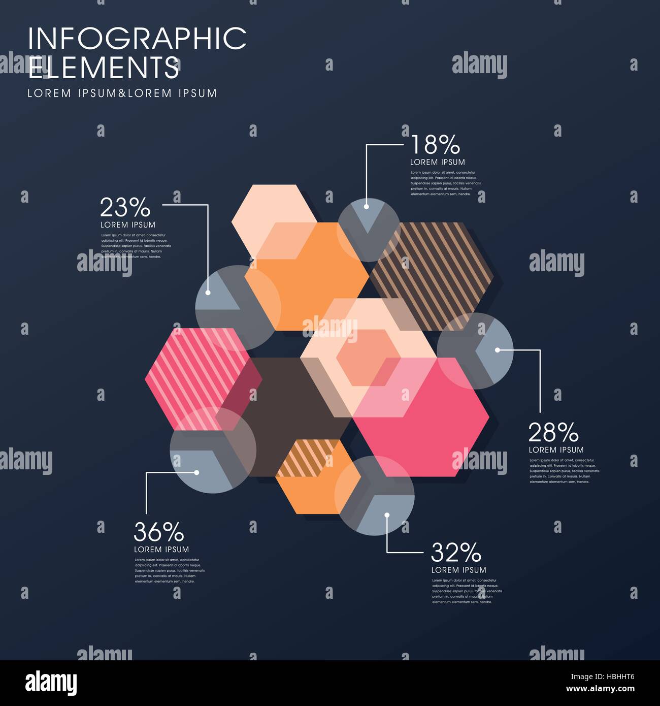 vector illustration abstract creative flat hexagon infographics design ...