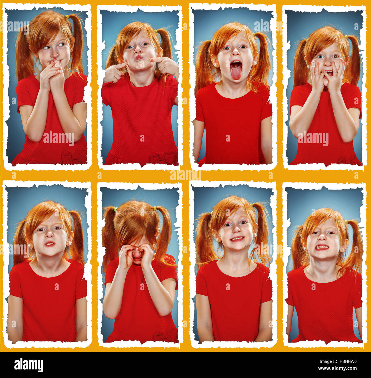 The collage of girl with different emotions Stock Photo - Alamy