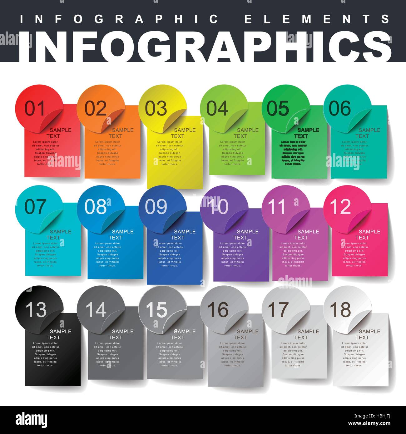 3d vector abstract colorful sticky infographic elements Stock Vector ...