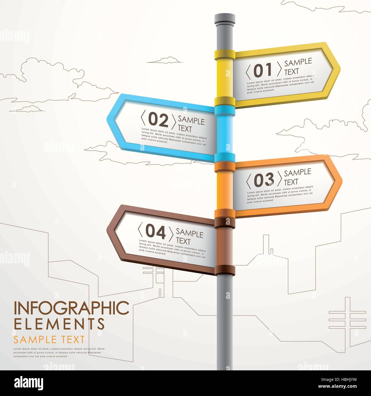 modern 3d vector abstract signpost infographic elements Stock Vector ...