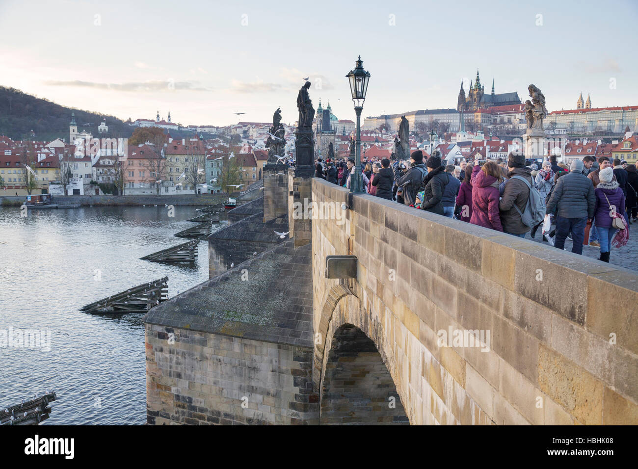 Prague bridge tourists hi-res stock photography and images - Alamy