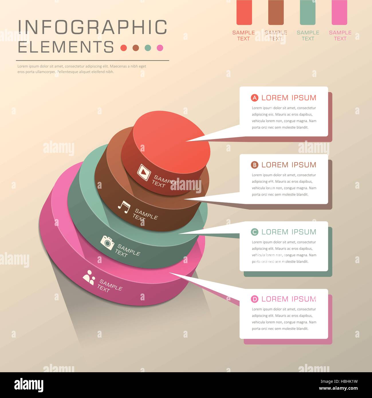 vector abstract cylinder tower chart flat design infographic elements ...