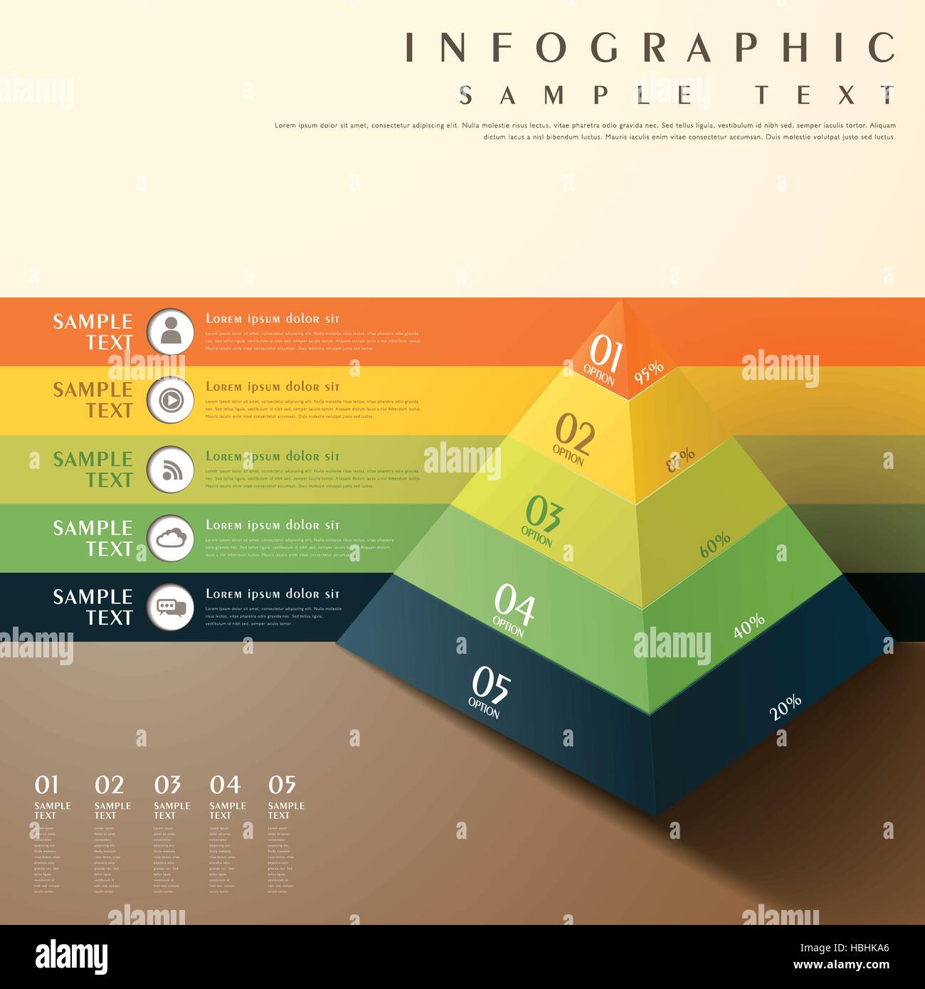 flat style vector abstract 3d pyramid chart infographic elements Stock ...