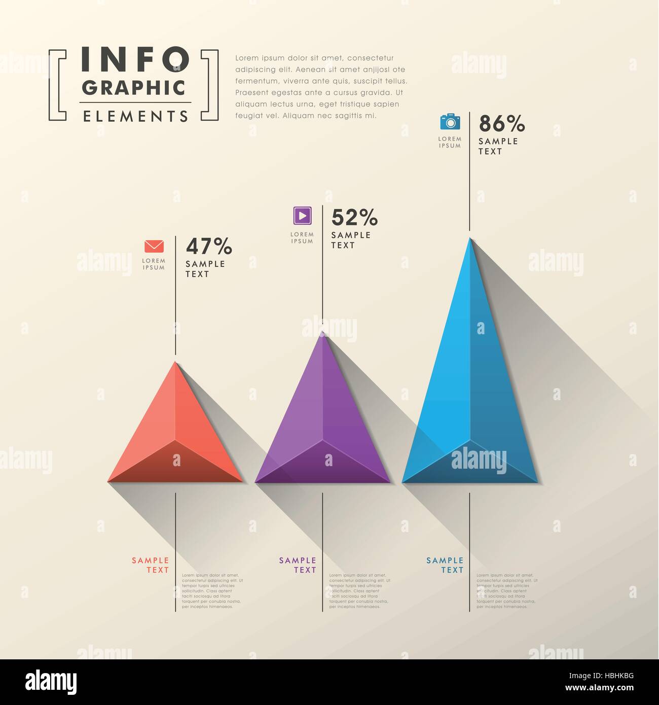 flat style vector abstract pyramid chart infographic elements Stock ...