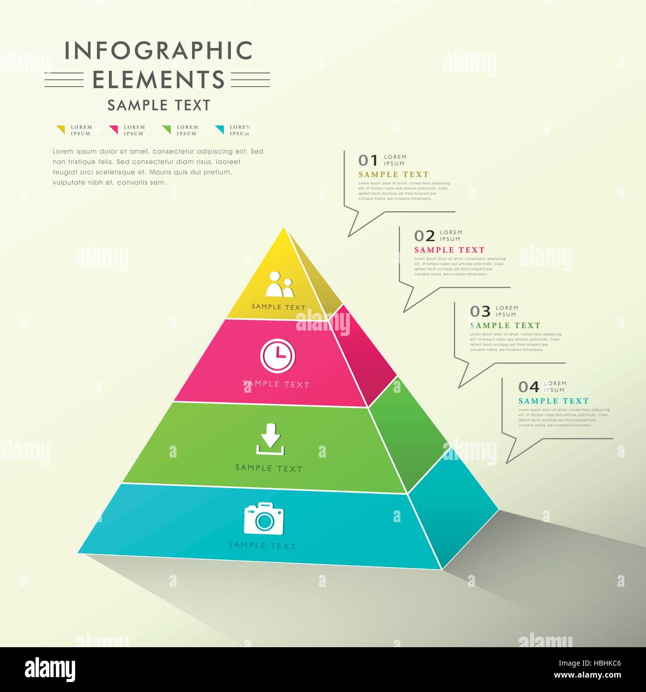 flat style vector abstract pyramid chart infographic elements Stock ...