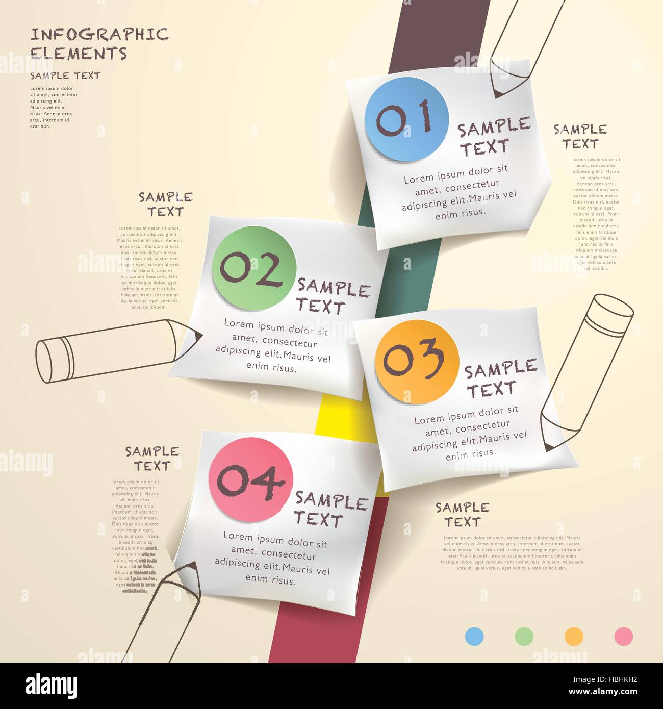 hand draw style vector abstract flow chart infographic elements Stock ...