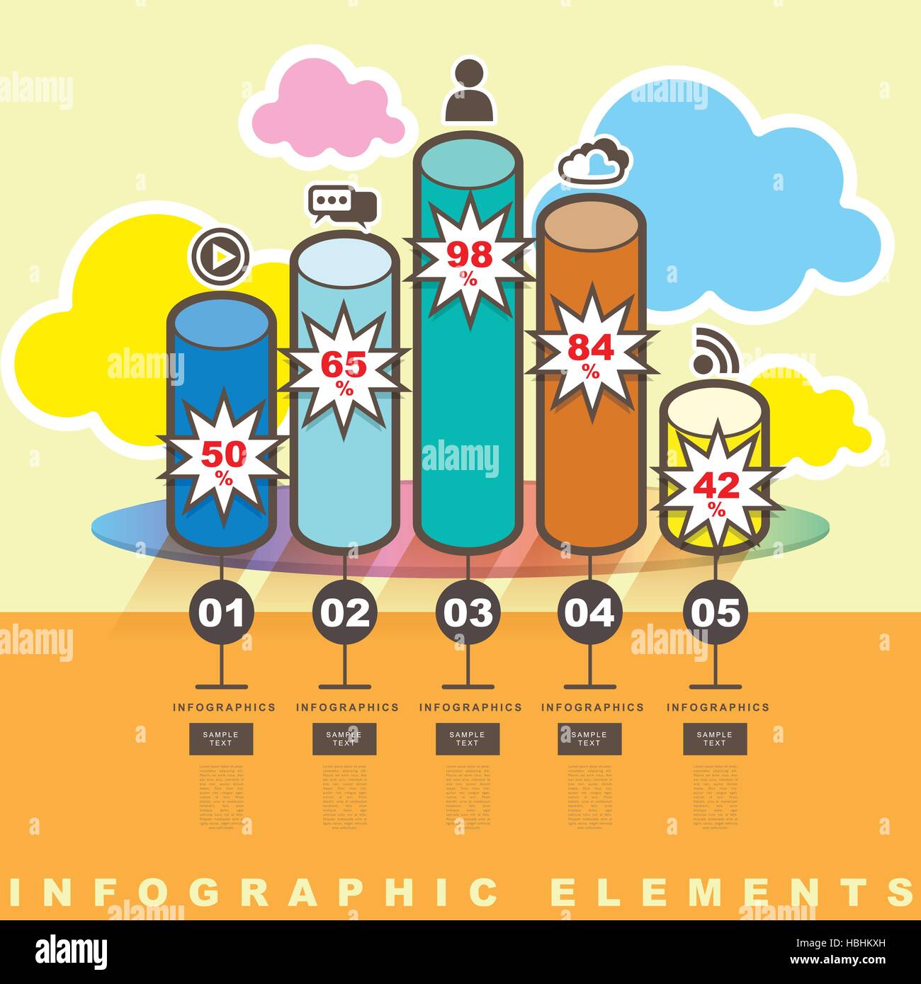 cartoon style vector abstract bar chart infographic elements Stock ...