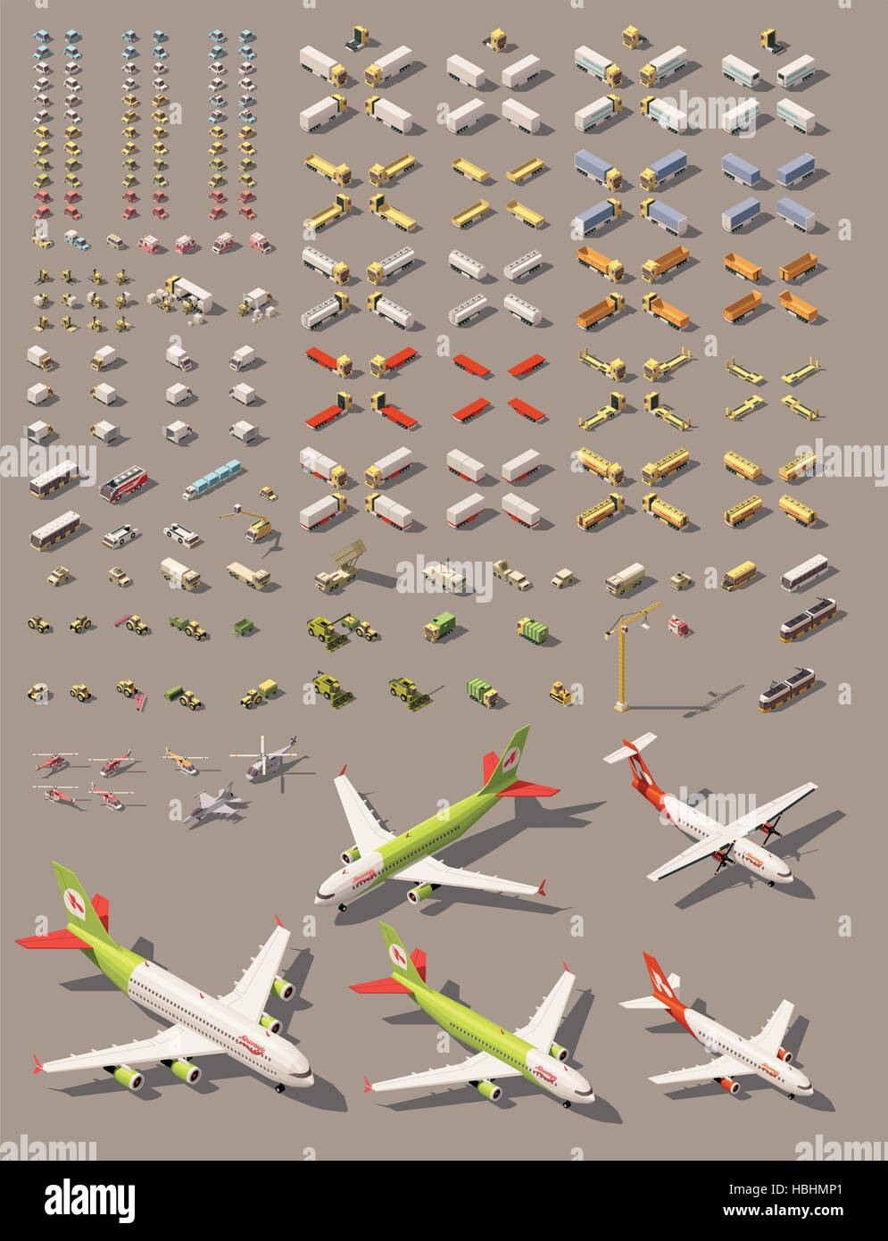 Vector isometric low poly transport set Stock Vector Image & Art - Alamy
