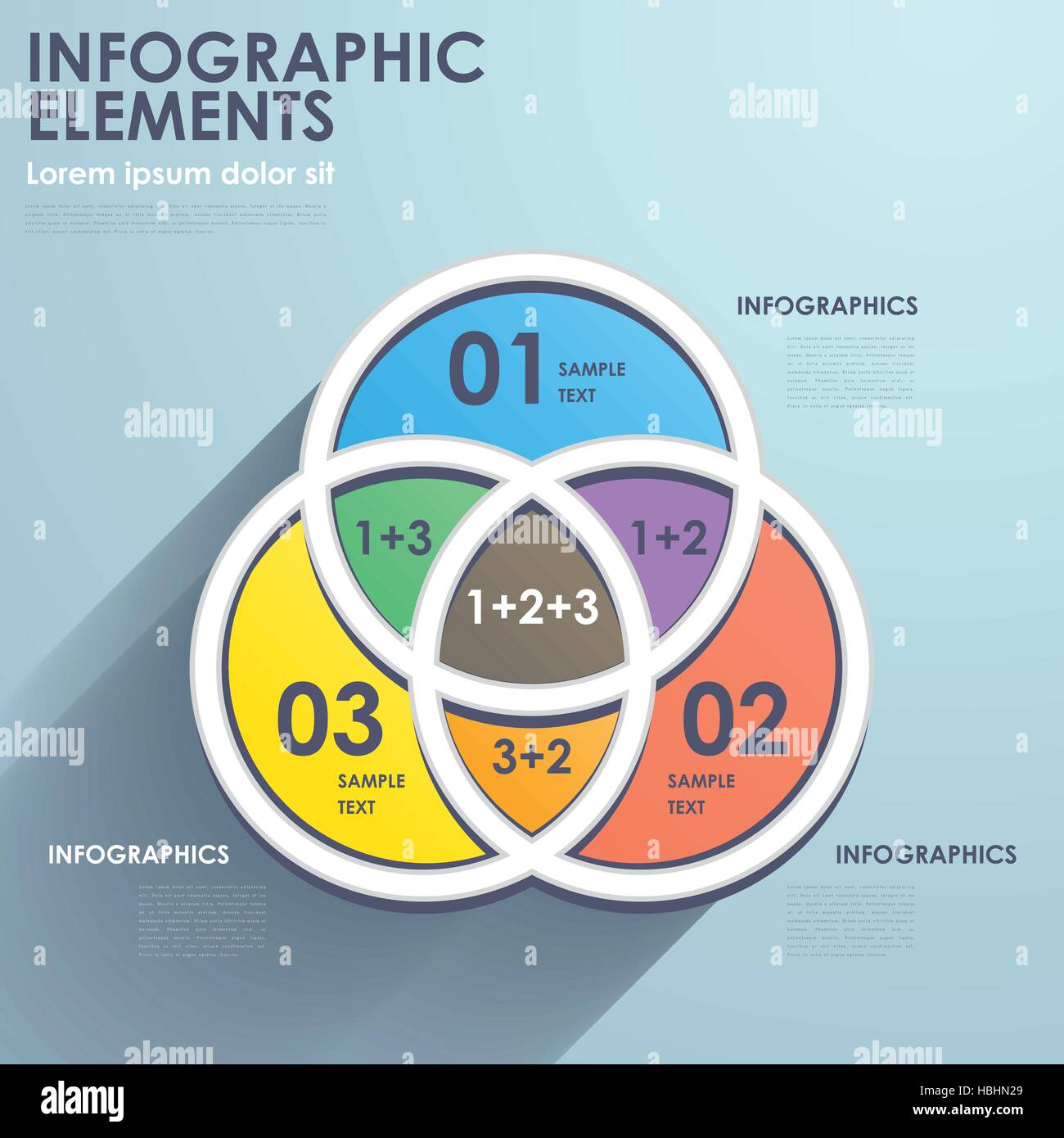 flat design vector abstract intersection chart infographic elements ...