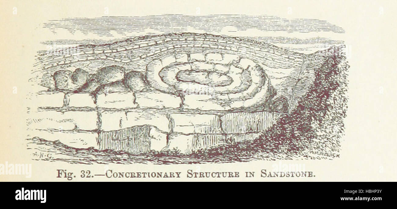 The image shows rock formations, soil layers, mineral deposits, fossils ...