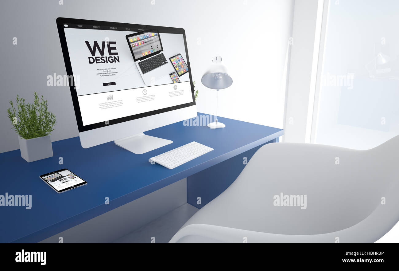 3d rendering of theme design screen computer Stock Photo - Alamy