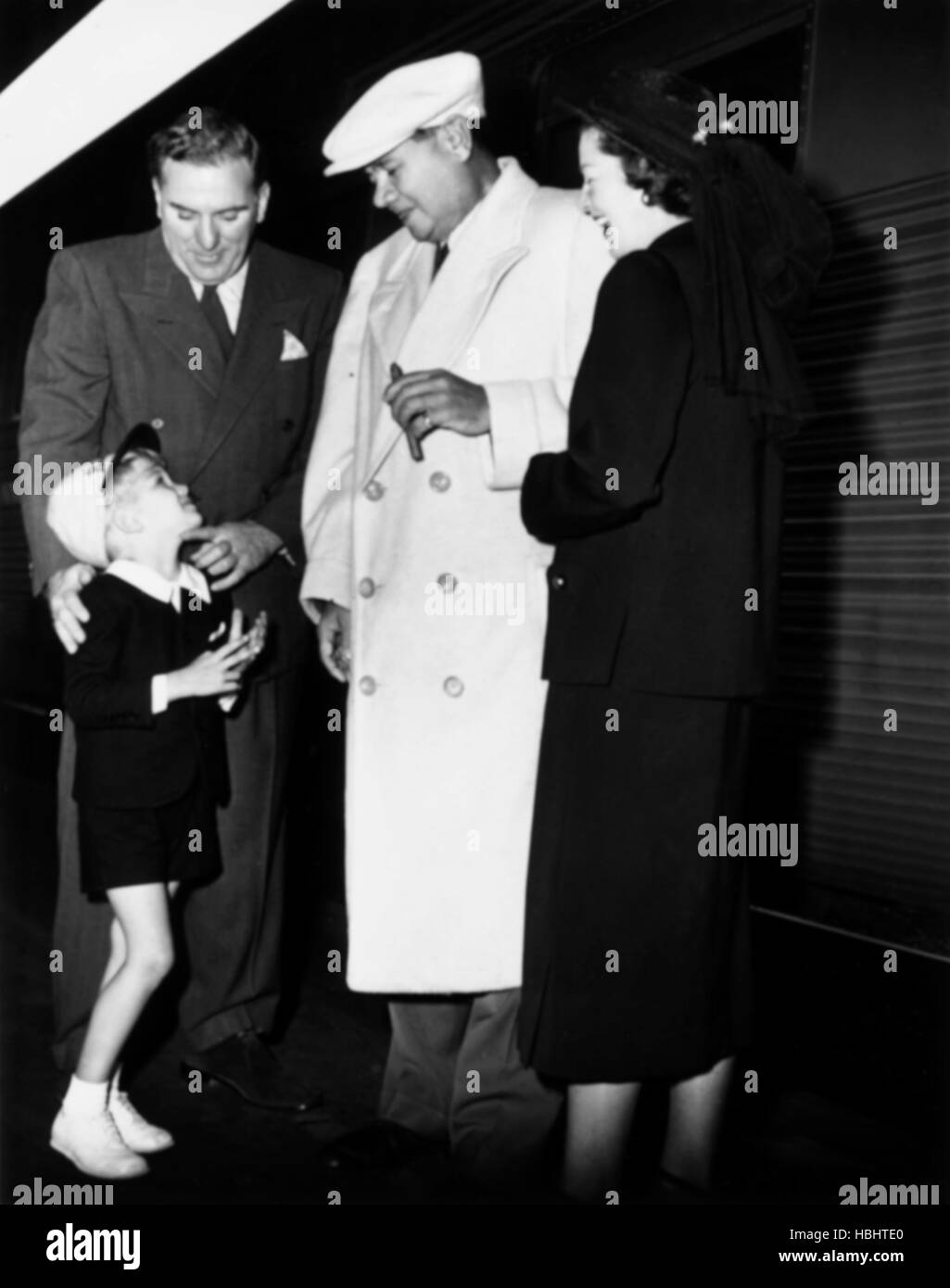 THE BABE RUTH STORY, William Bendix (left), Claire Trevor (right) and ...