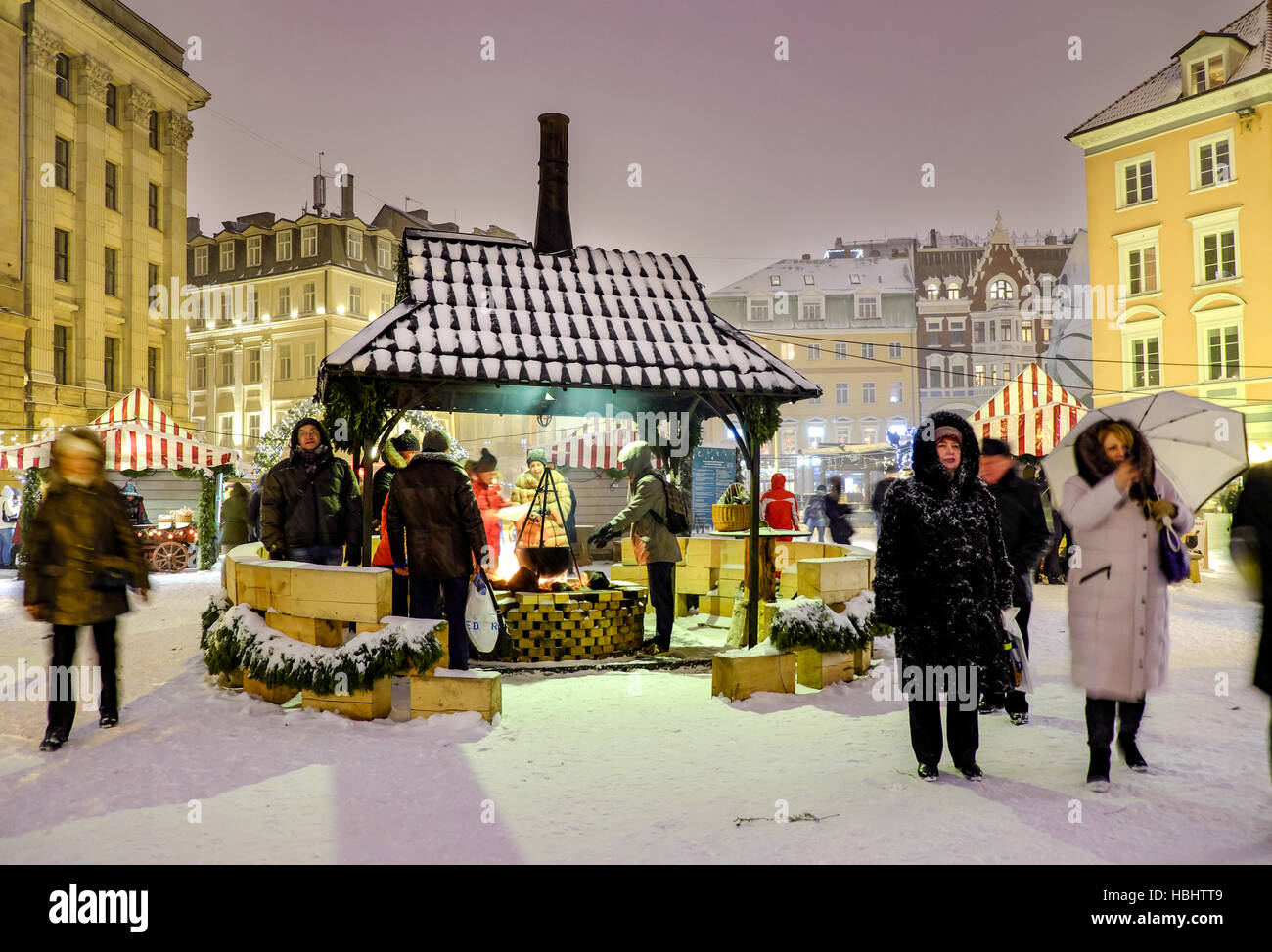 Riga, Latvia - January 3, 2016: Christmas market at the Dome square in ...