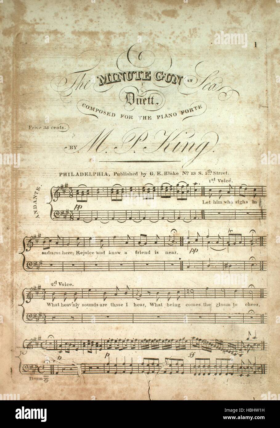 Sheet music cover image of the song 'The Minute Gun at Sea Duett', with ...