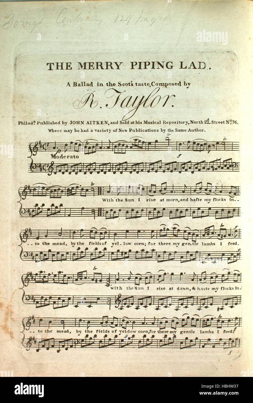 Sheet music cover image of the song 'The Merry Piping Lad A Ballad in ...