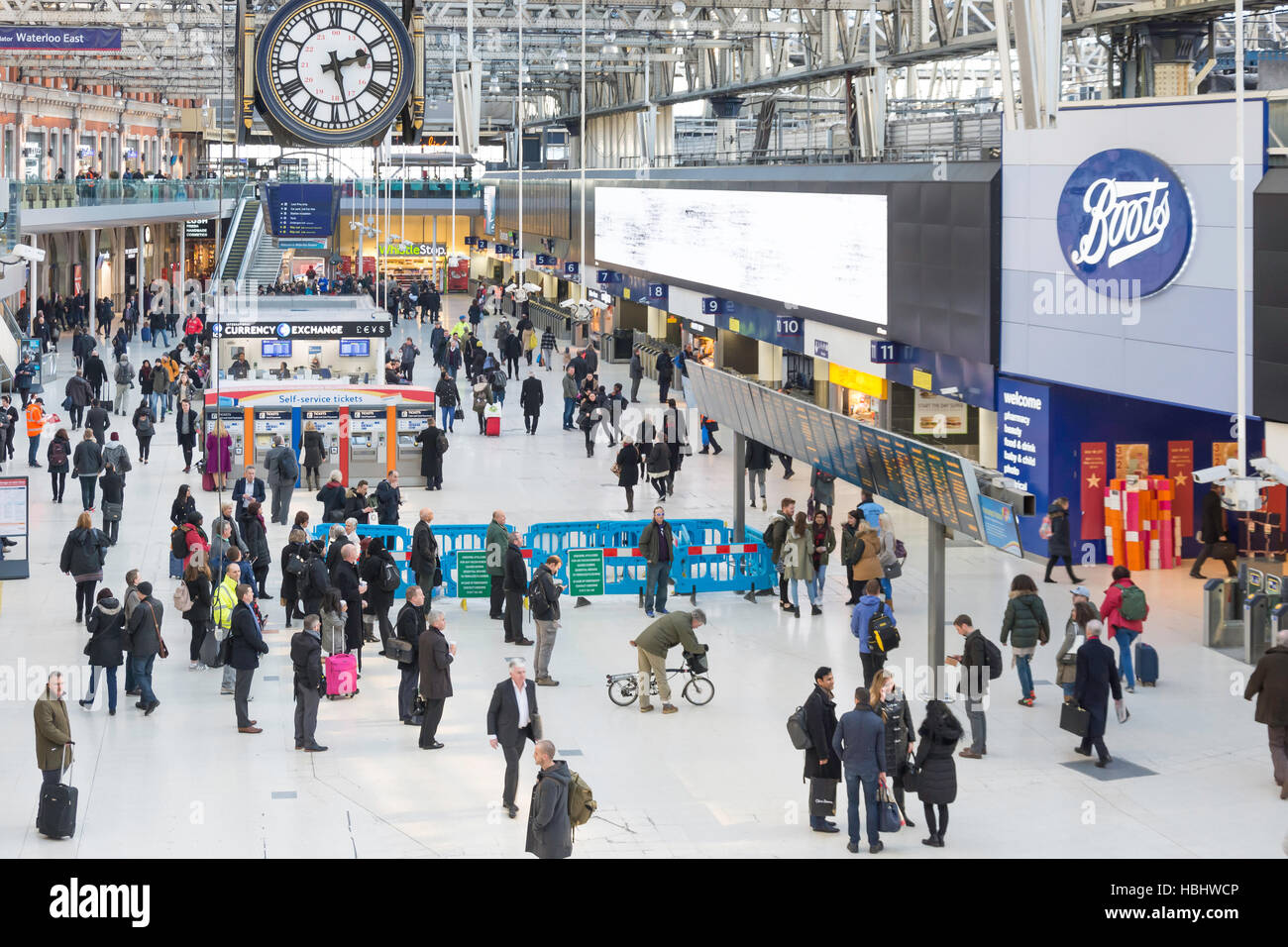 Departures board at Waterloo Railway Station, Waterloo, London Borough ...