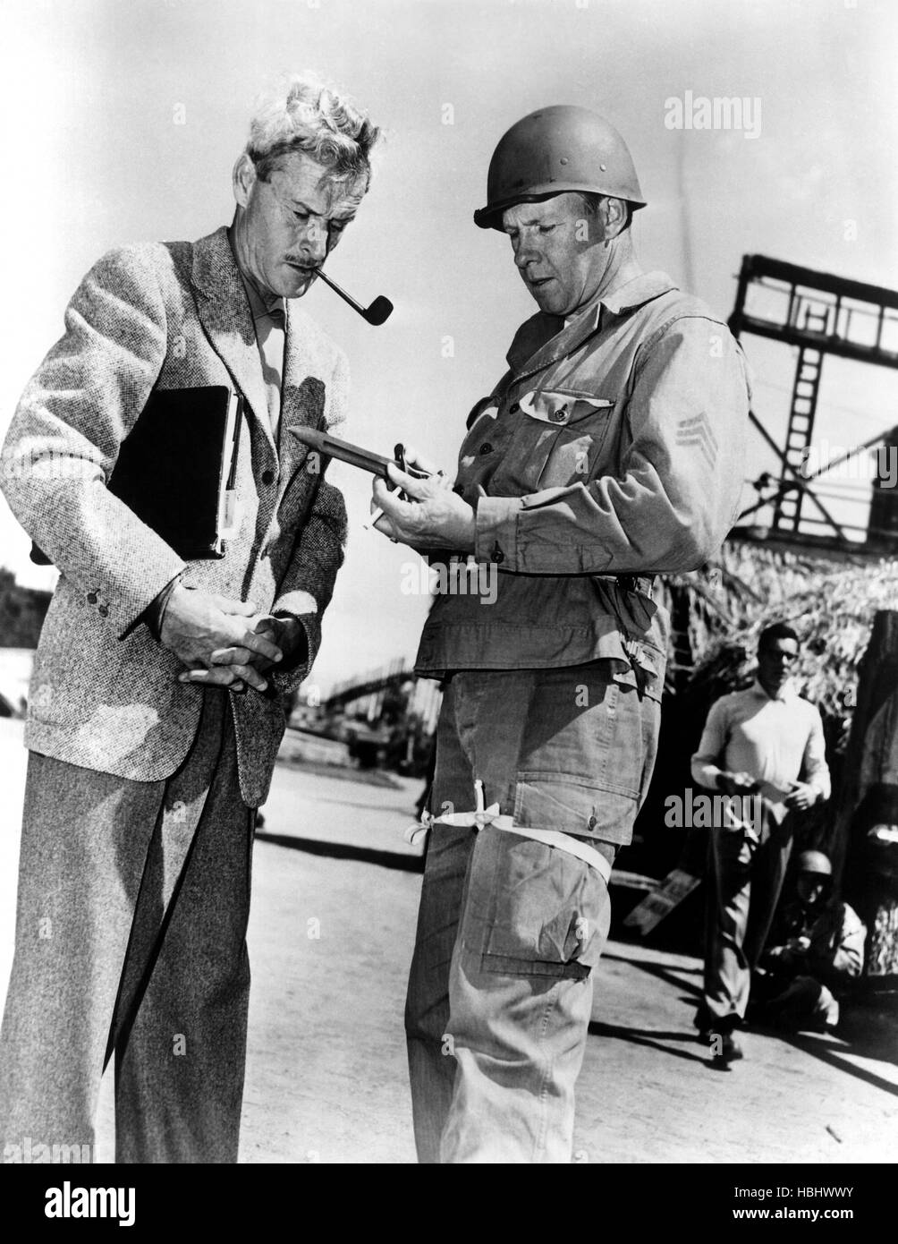 BATTLEGROUND, Director William Wellman and George Murphy discuss scene ...